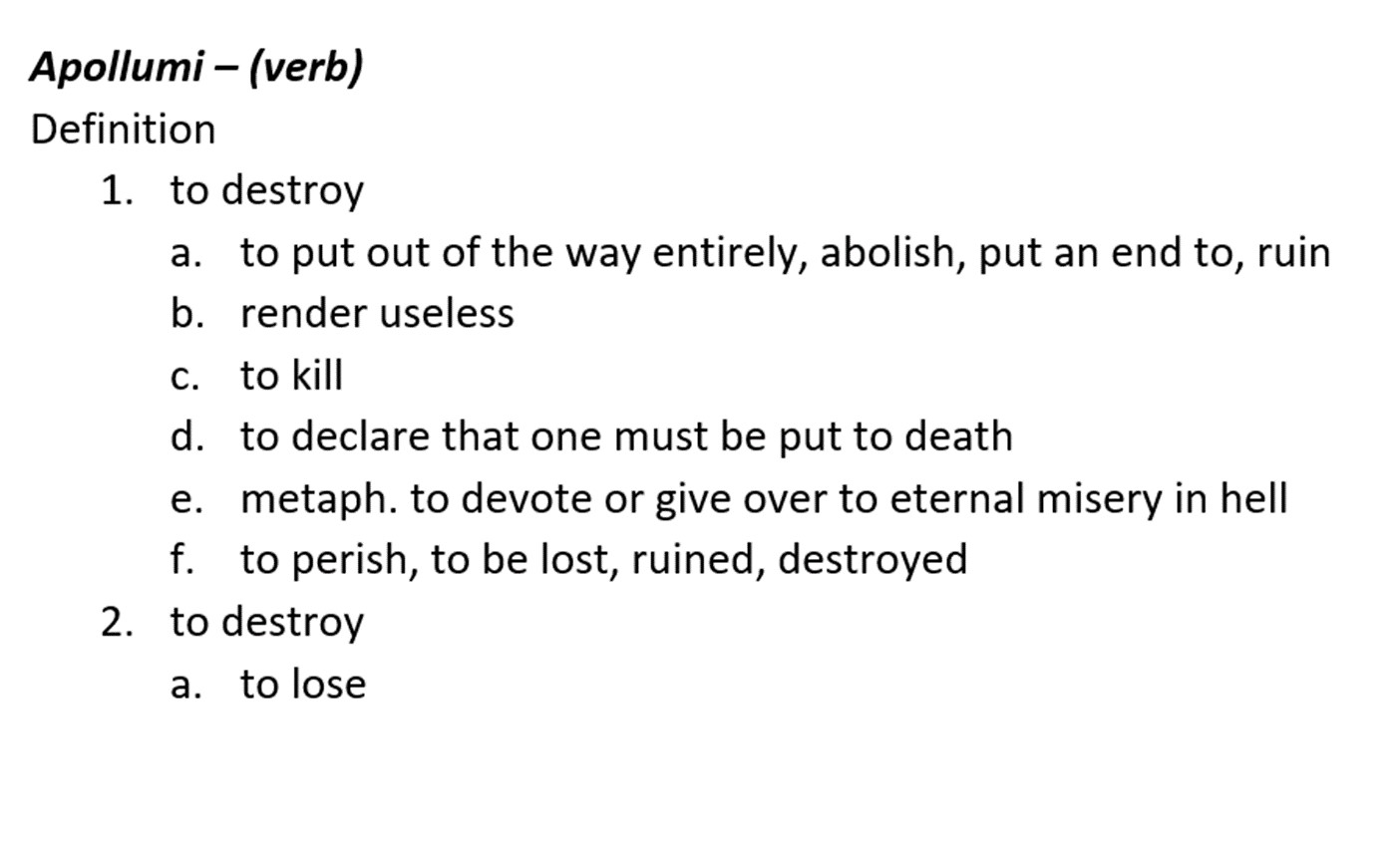 Apollumi, “Lost” in Translation – Biblical Universalism